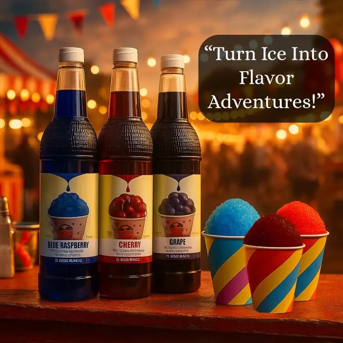 Snow Cone Syrup 3 Pack ( Cherry, Grape and Blue Raspberry) - Perfect Stix