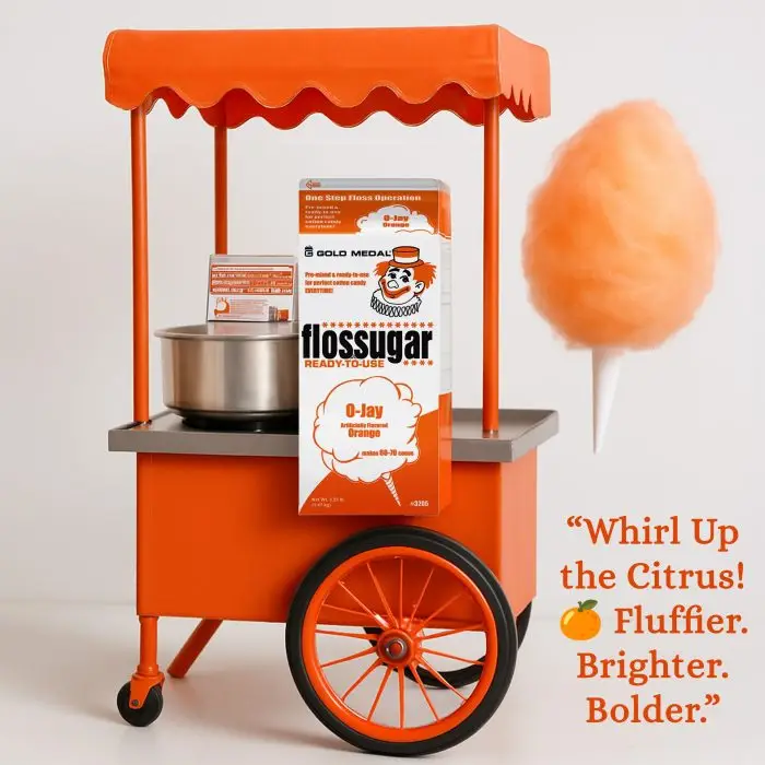 Orange Floss Sugar 1/2 Gallon Carton - Perfect Stix