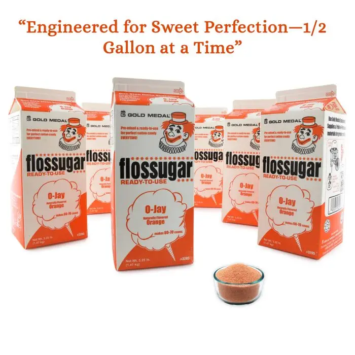 Orange Floss Sugar 1/2 Gallon Carton - Perfect Stix