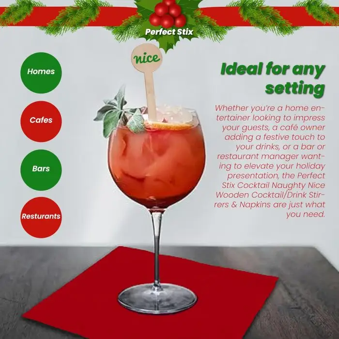 Perfect Stix Christmas Cocktail Party Red and Green Napkins and Nice ...