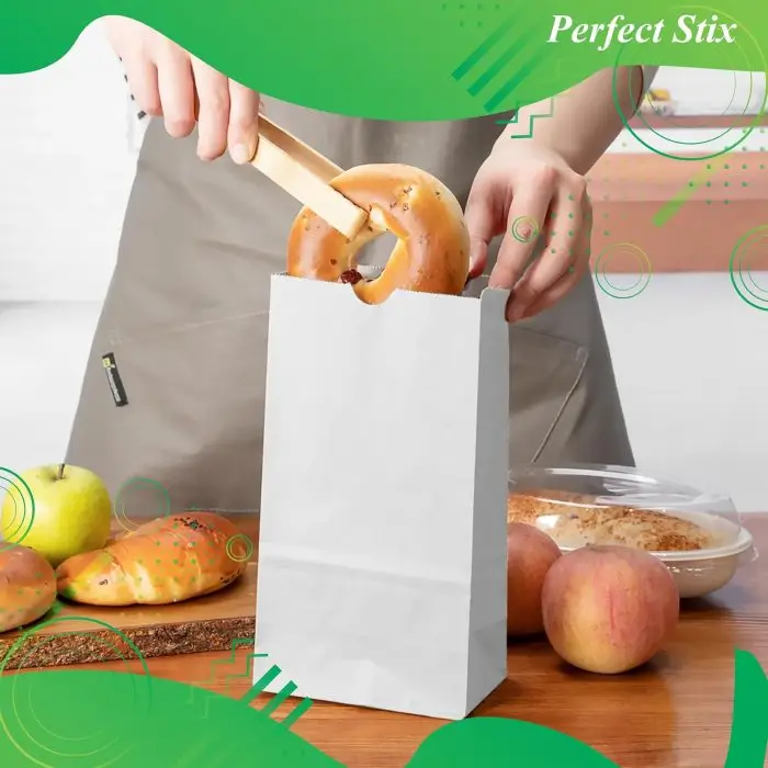 Perfect Stix 4lb White Paper Kraft Bags - Pack of 50 Count - Perfect Stix