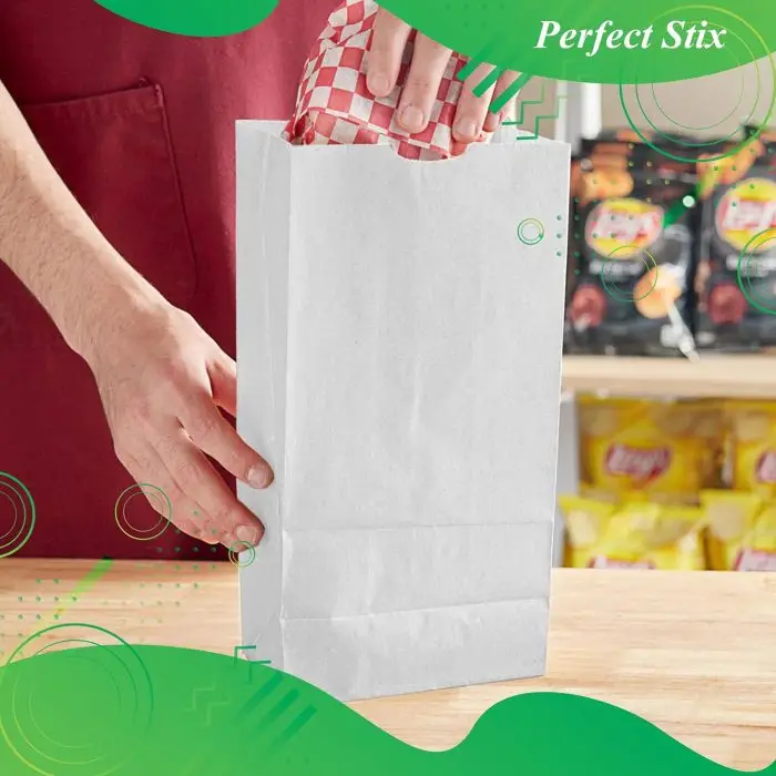 Perfect Stix 4lb White Paper Kraft Bags - Pack of 50 Count - Perfect Stix