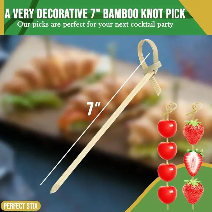 7 Inch Bamboo Knot Picks - Appetizer, Sandwich, & Cocktail Drinks ...